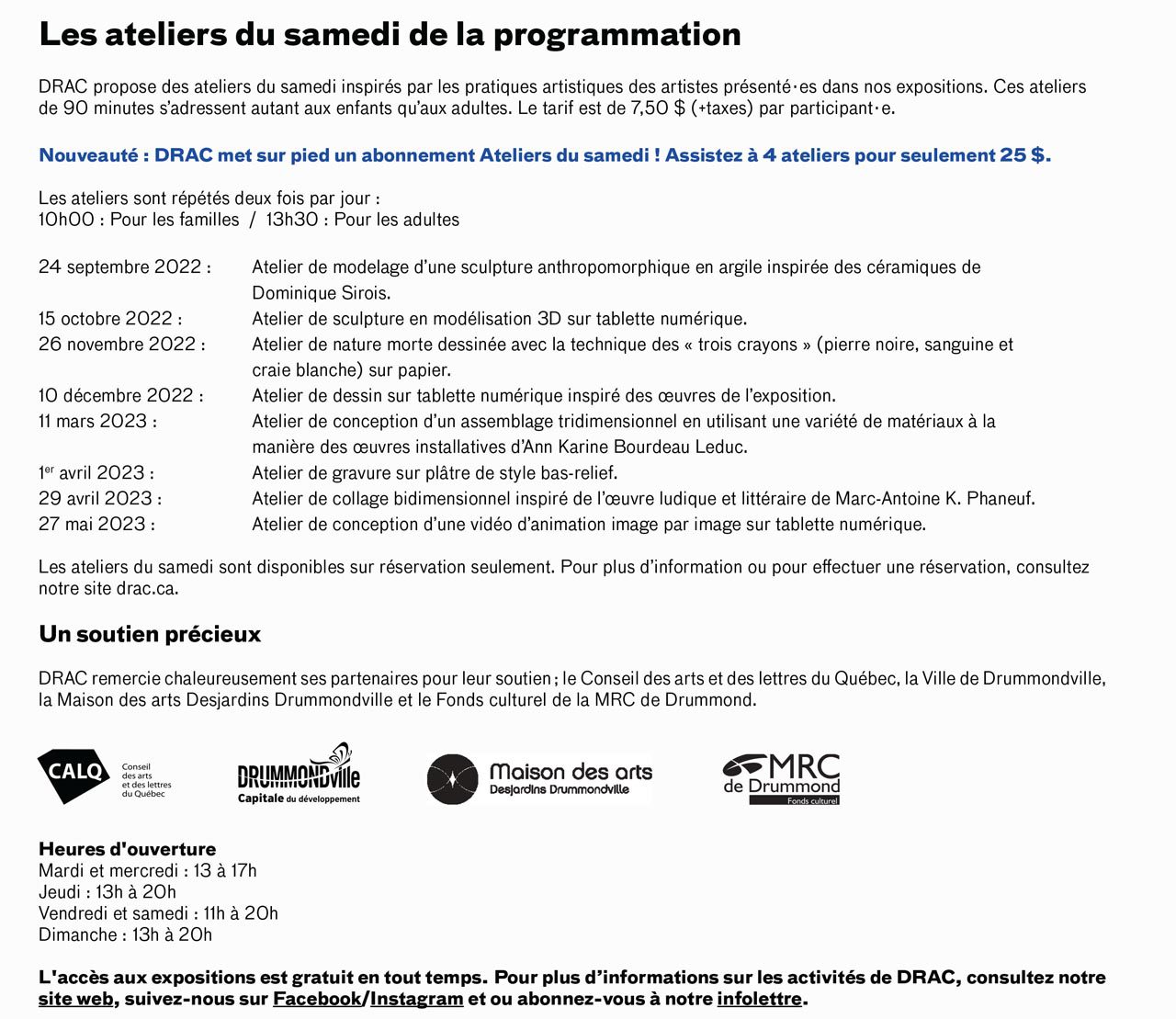 DRAC : programmation 2022-2023 | Arts et culture