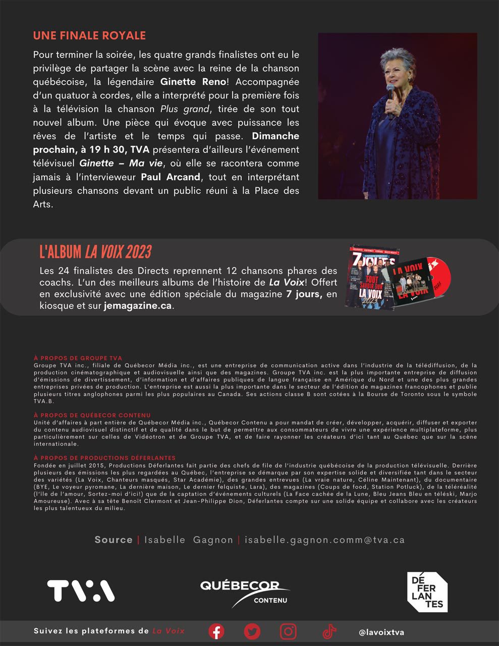 TVA | Sophie Grenier remporte La Voix 2023 ! | Arts et culture