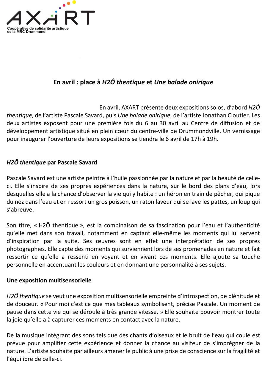 Deux expositions solos en avril chez AXART | Arts et culture