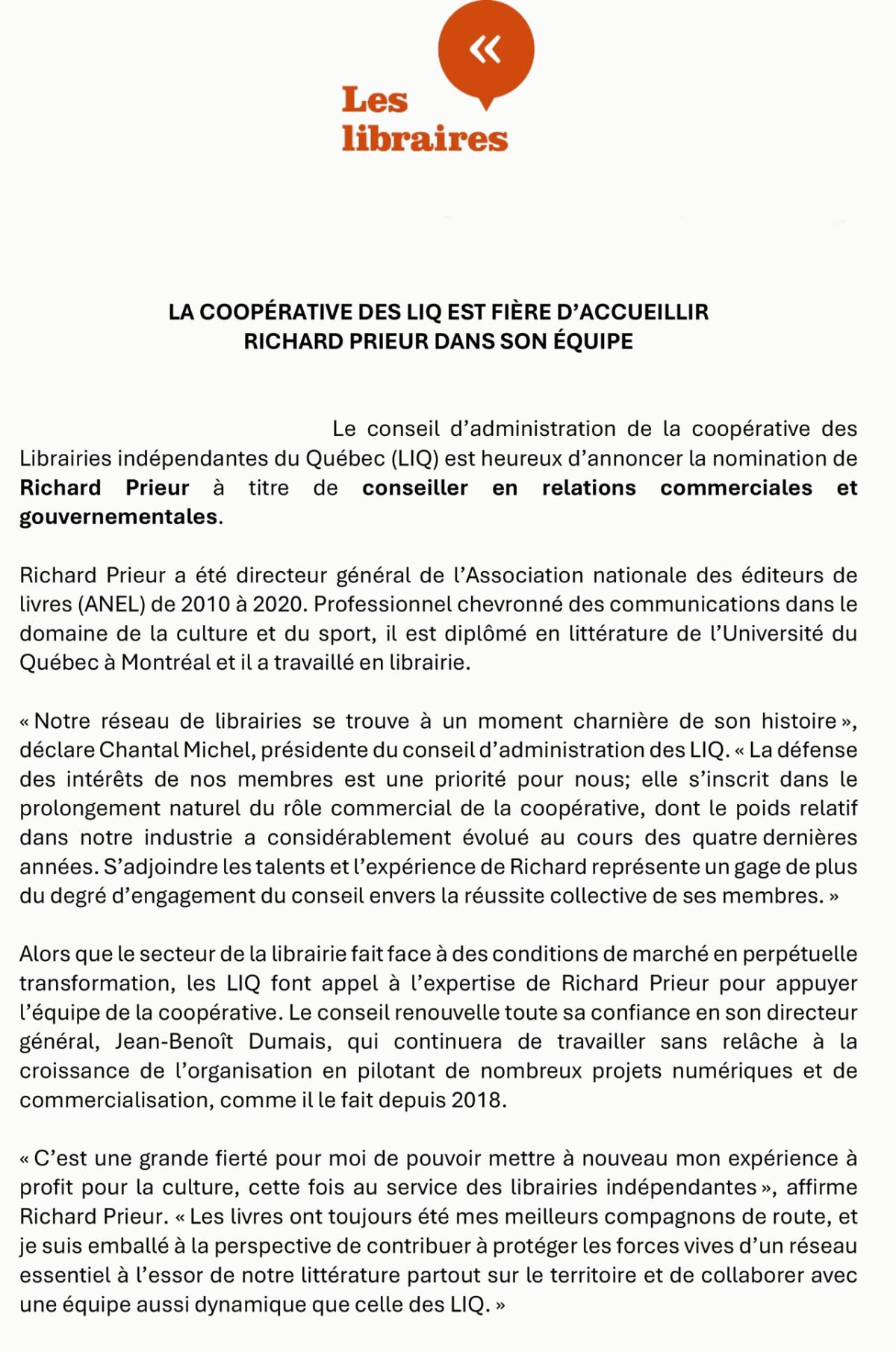 La coopérative des LIQ accueille Richard Prieur dans son équipe | Arts ...